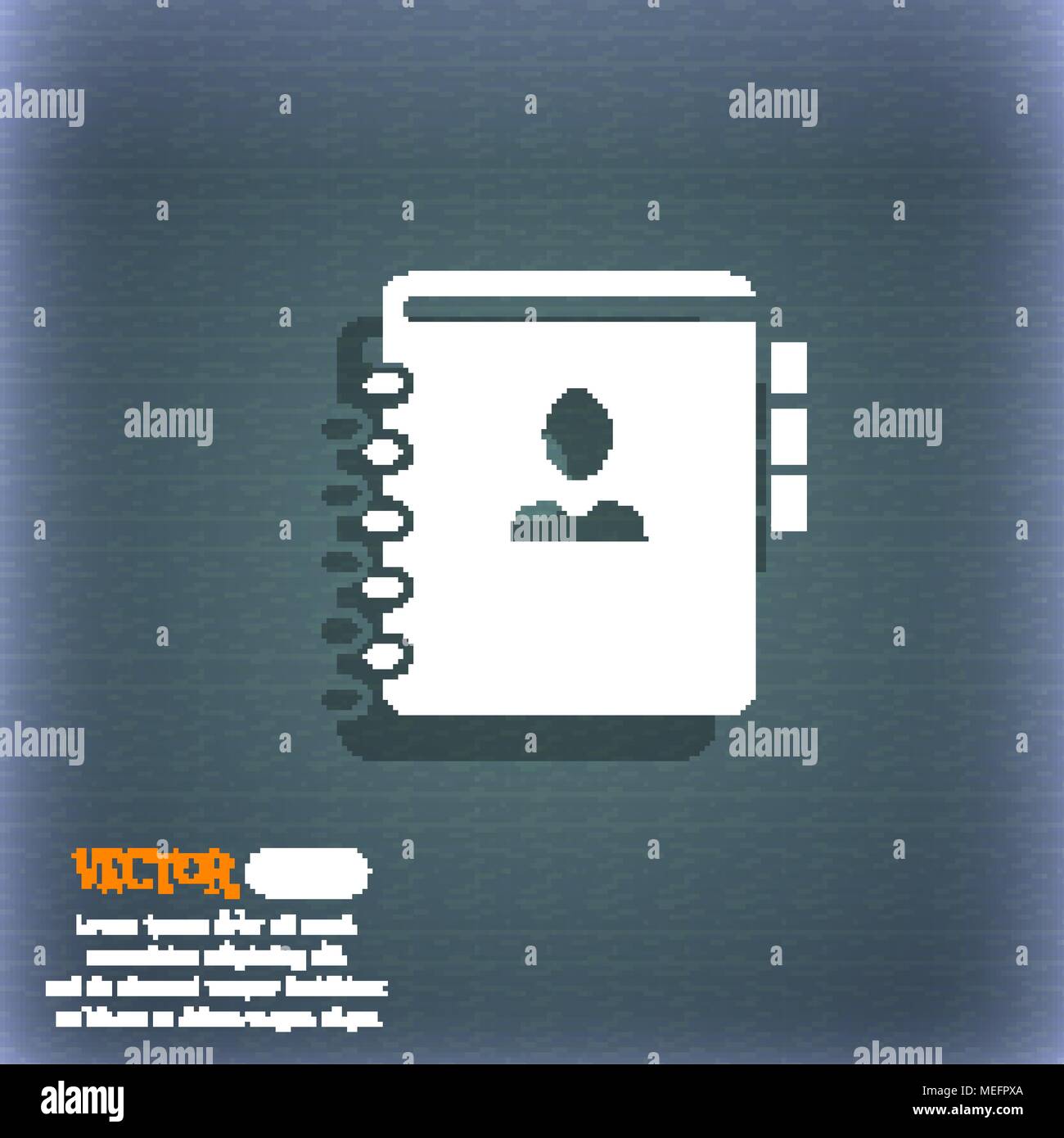 Notebook, address, phone book icon. On the blue-green abstract ...