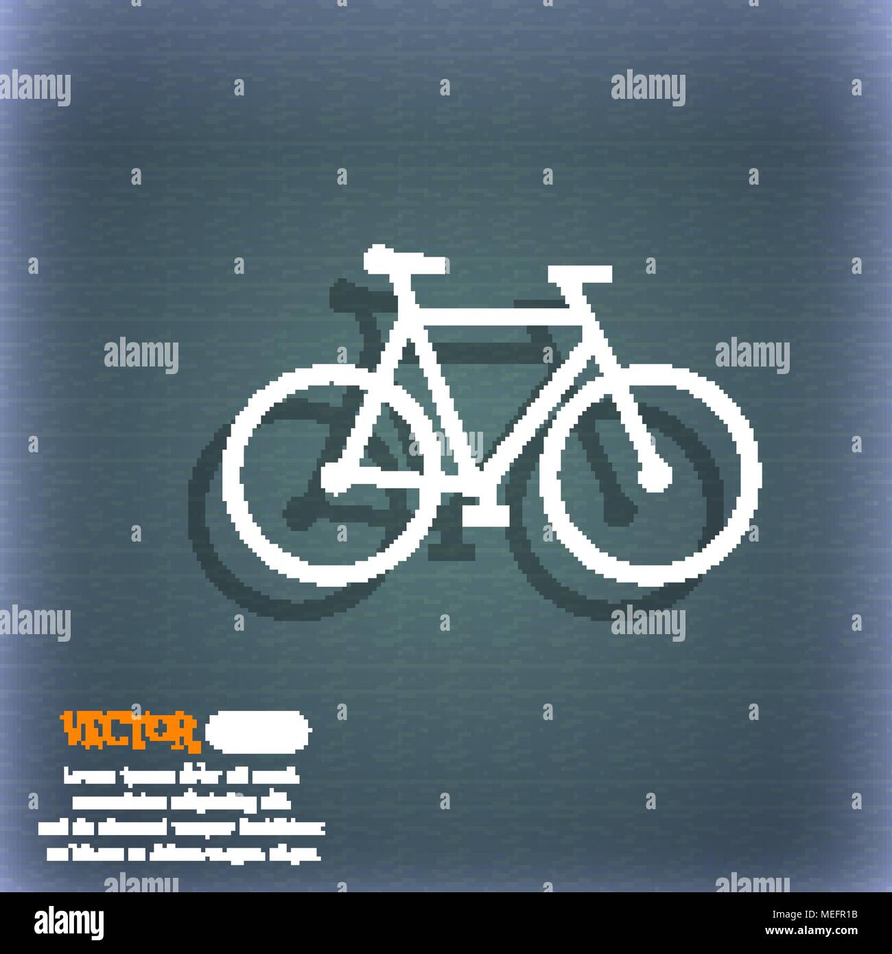 bicycle icon. On the blue-green abstract background with shadow and ...