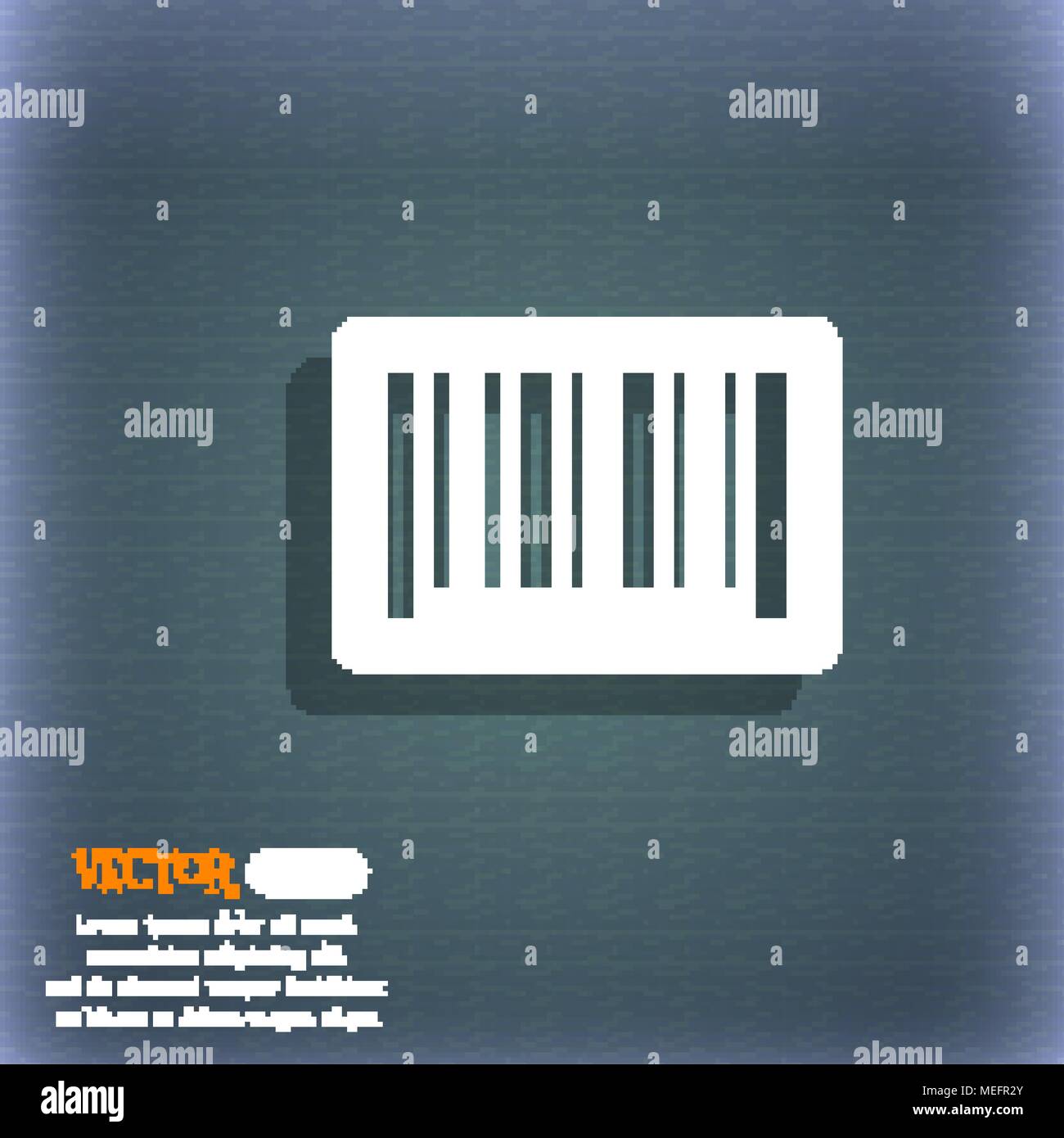 barcode icon. On the blue-green abstract background with shadow and ...