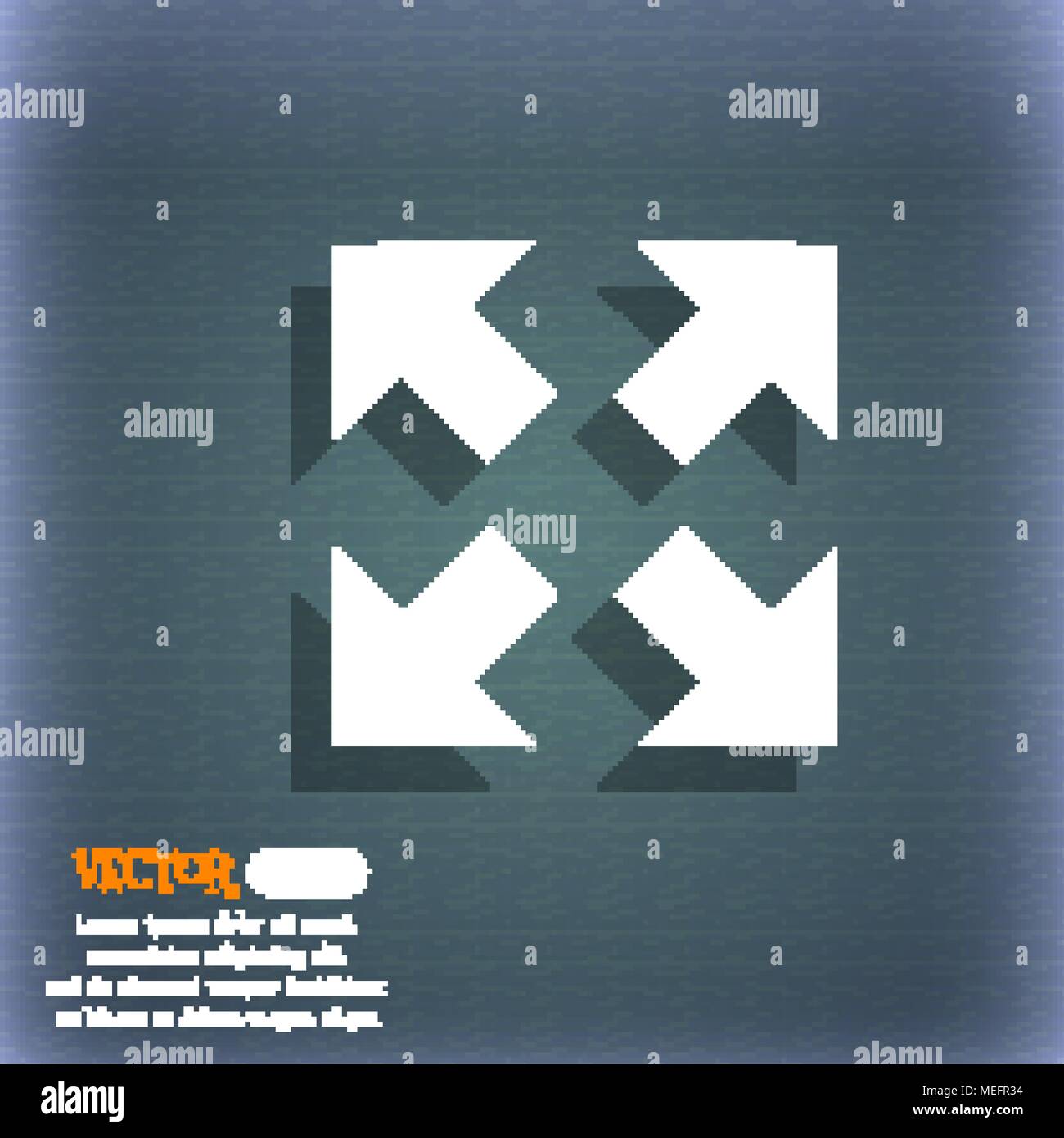 Full screen icon. On the blue-green abstract background with shadow and ...