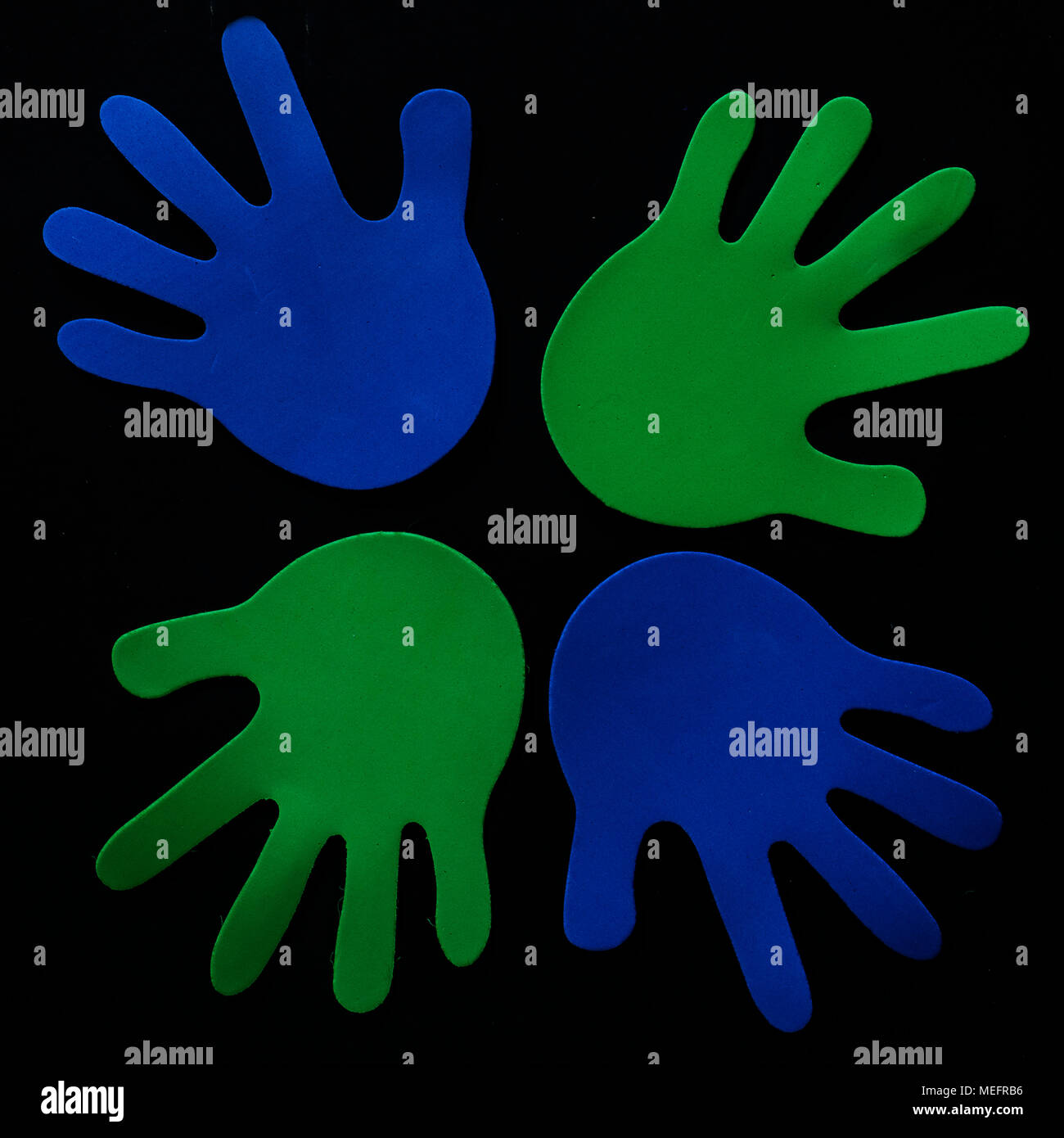 Coloured foam hands hi-res stock photography and images - Alamy