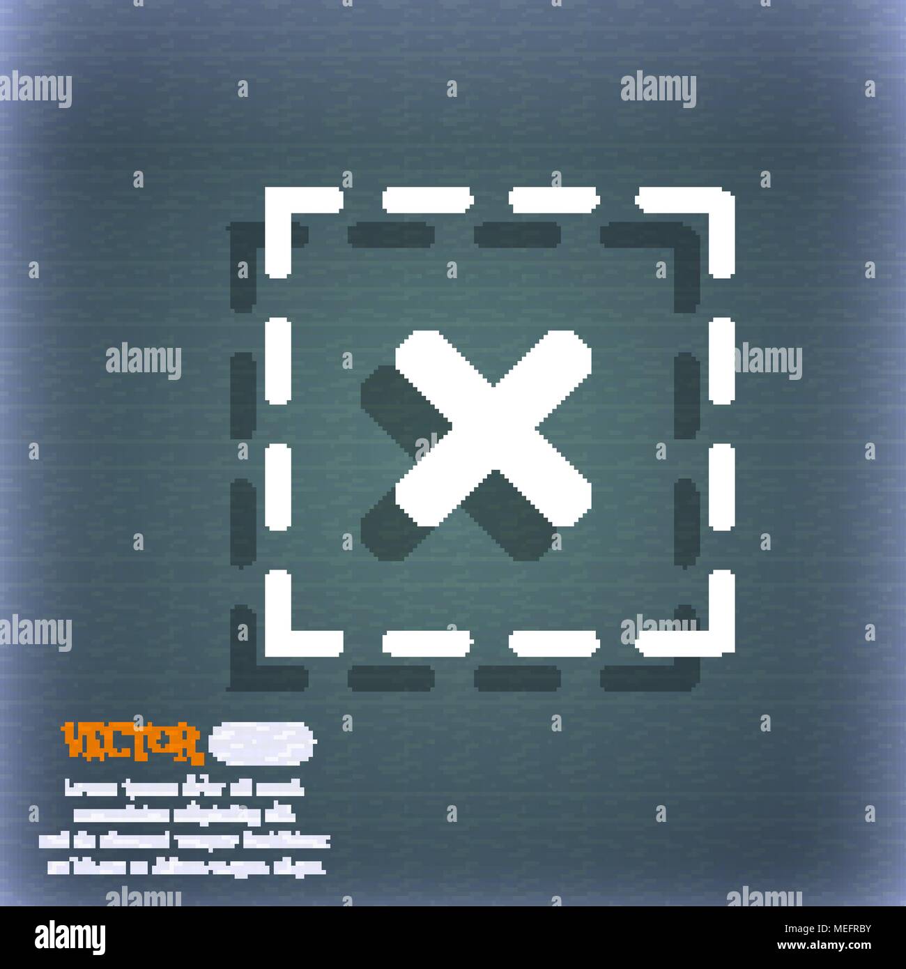 Cross in square icon. On the blue-green abstract background with shadow ...