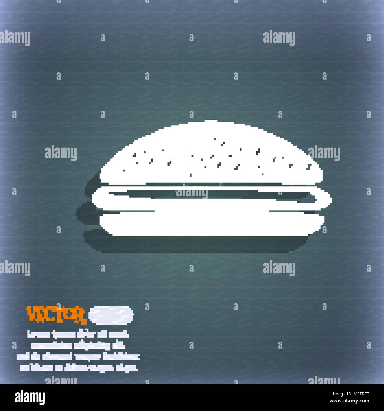 Burger, hamburger icon. On the blue-green abstract background with ...