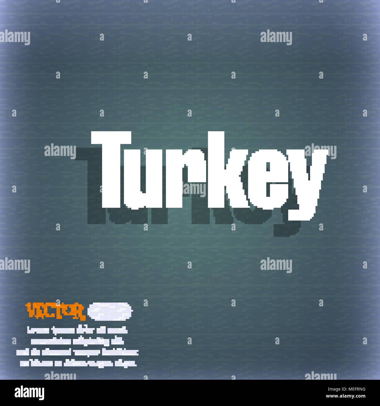 Turkey icon. On the blue-green abstract background with shadow and ...