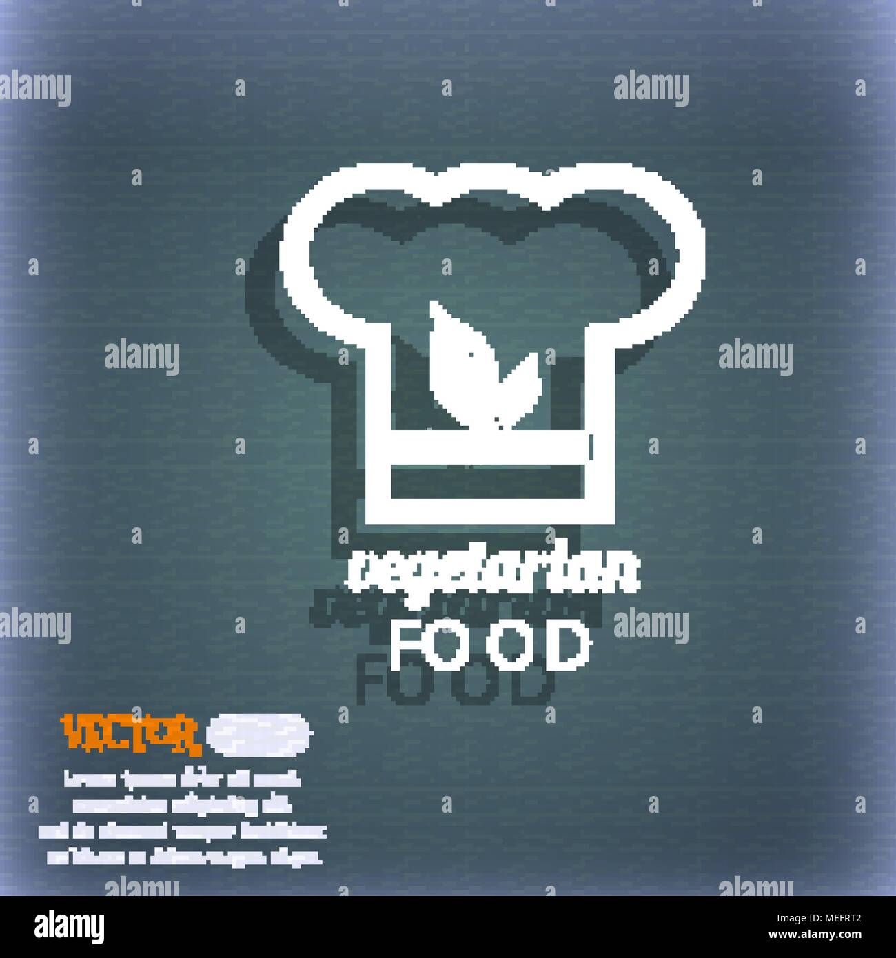 Vegan food graphic design icon. On the blue-green abstract background ...