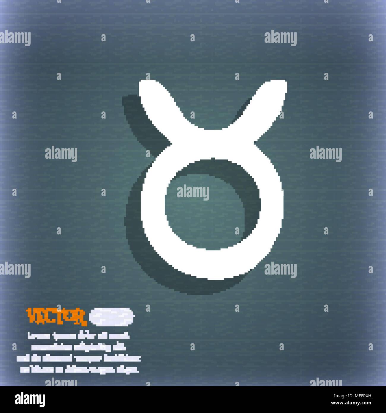 Taurus icon. On the blue-green abstract background with shadow and ...