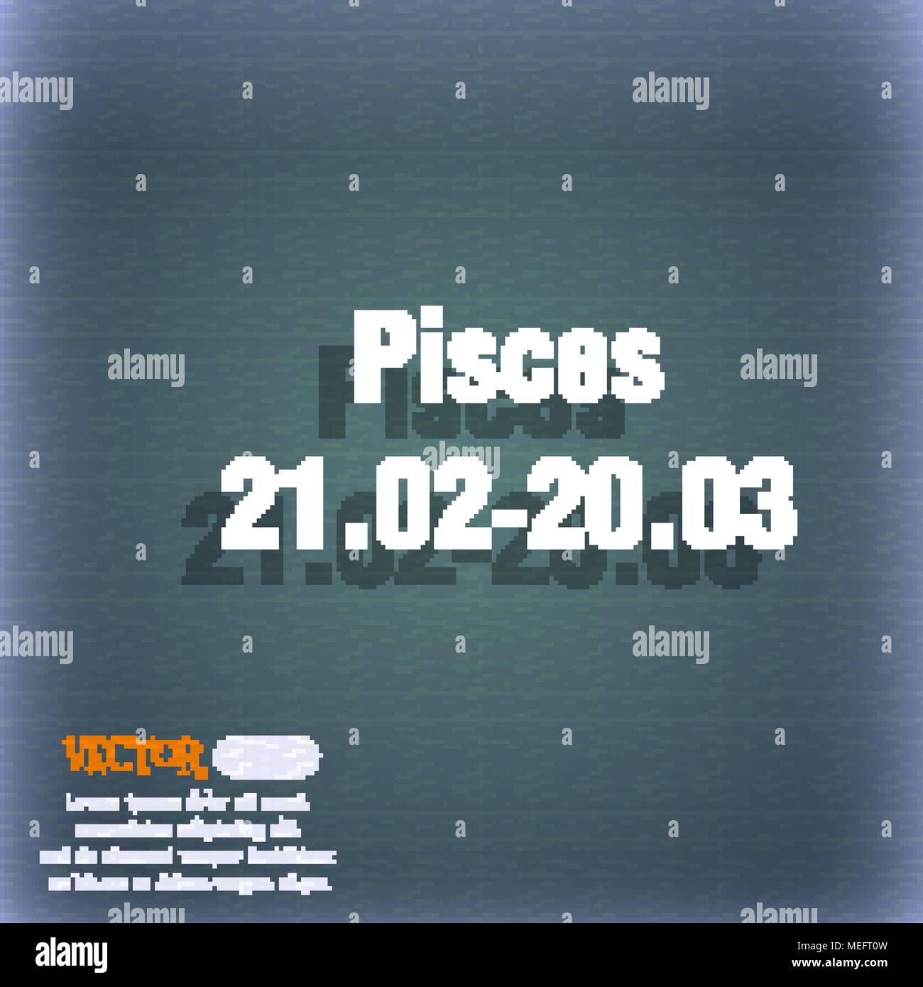 Pisces zodiac sign icon. On the blue-green abstract background with ...