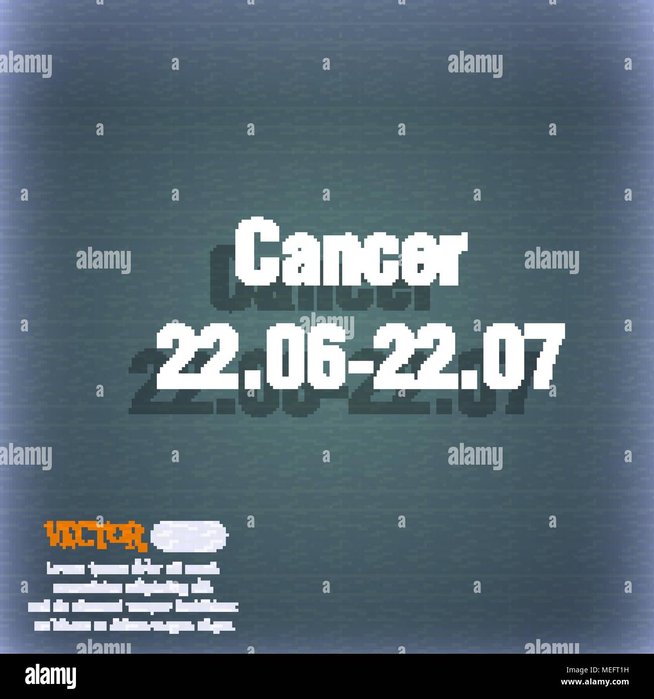 zodiac Cancer icon. On the blue-green abstract background with shadow ...