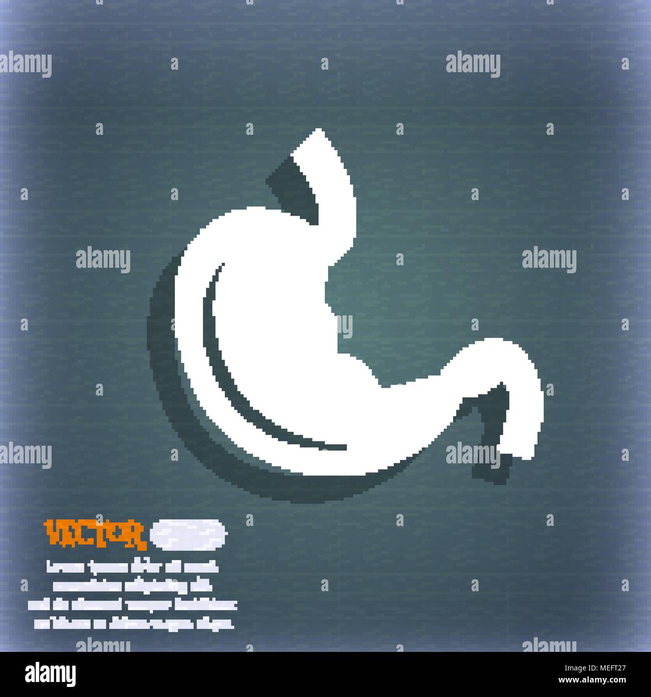 Stomach icon. On the blue-green abstract background with shadow and ...