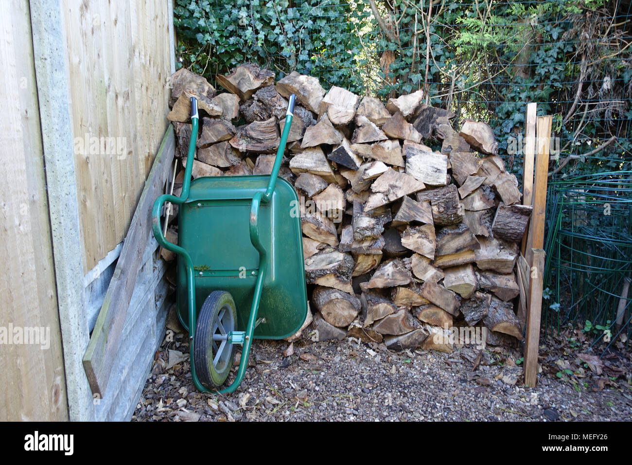 Garden log pile Stock Photo - Alamy