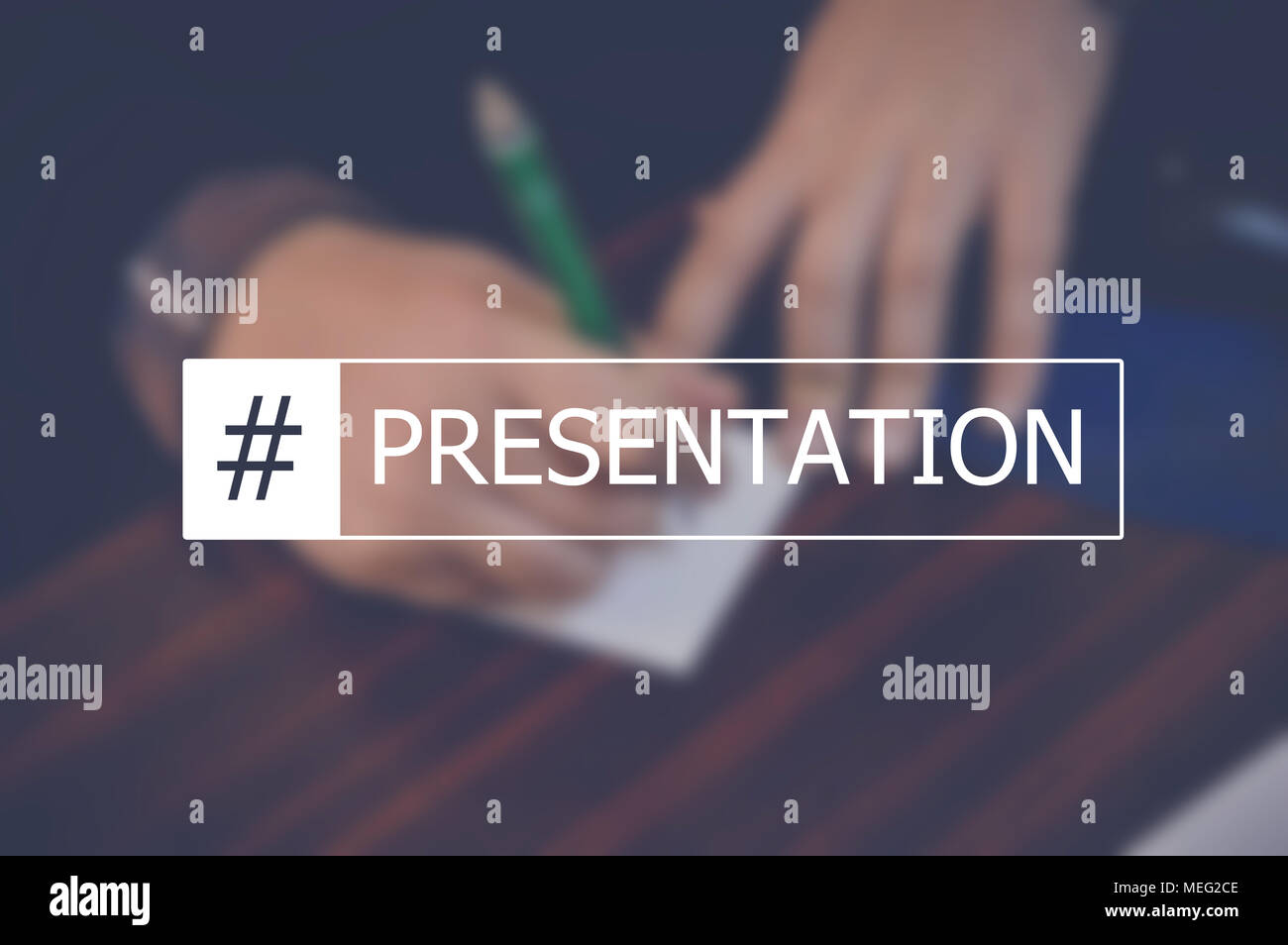 Presentation word with business blurring background Stock Photo - Alamy