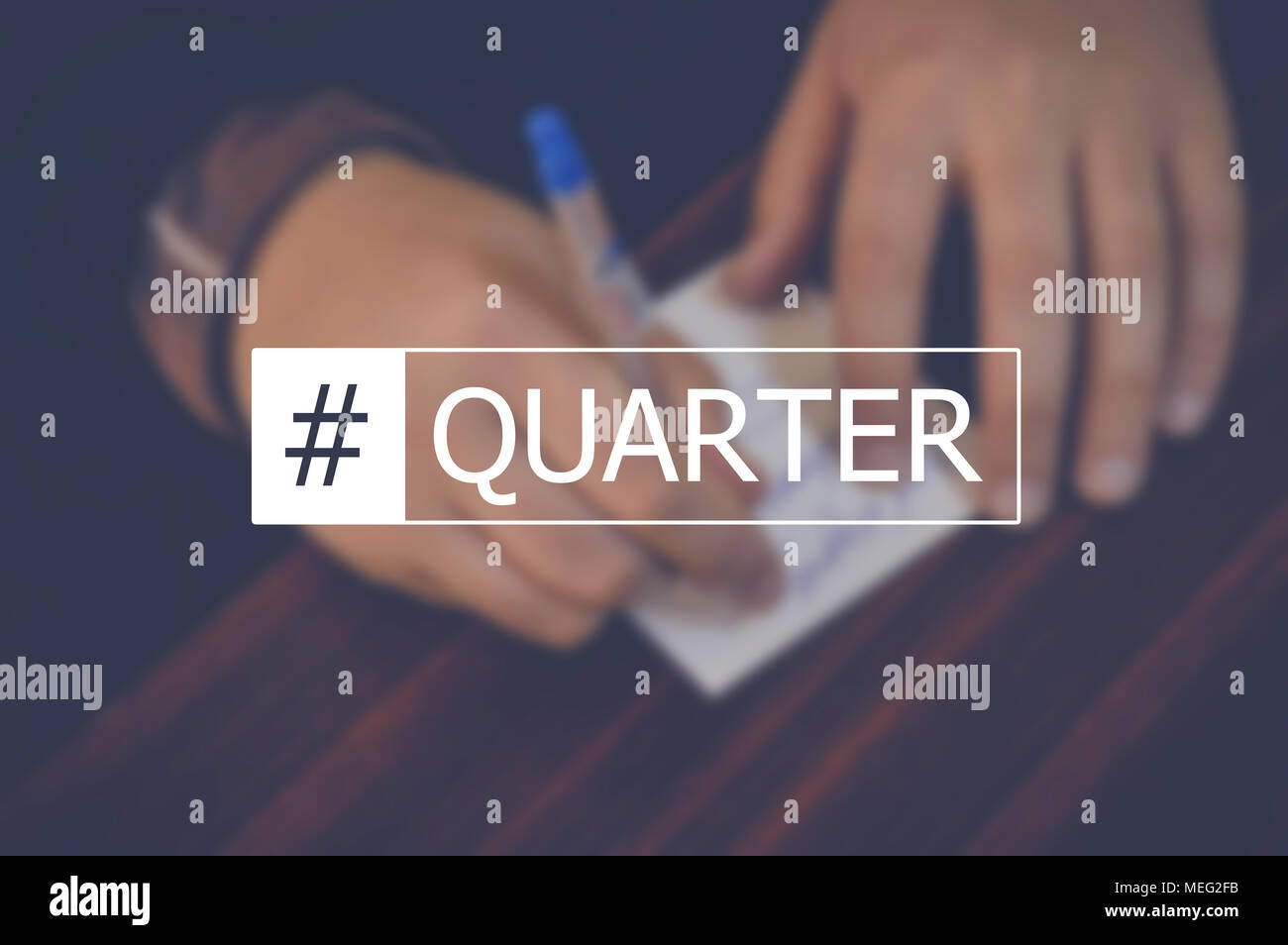 Quarter word with business blurring background Stock Photo - Alamy