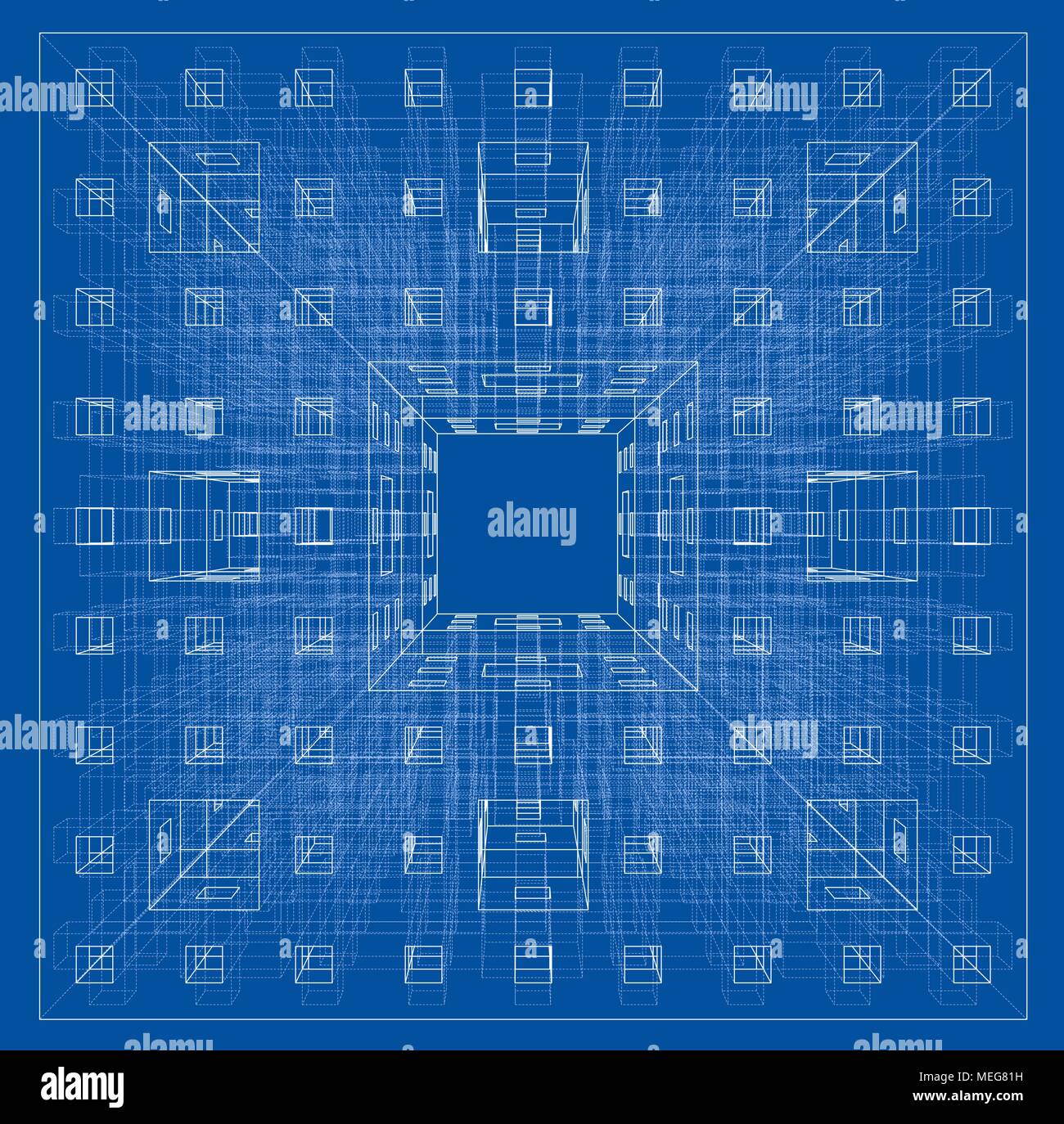 Abstract boxes outlined vector rendering of 3d Stock Vector Image & Art - Alamy