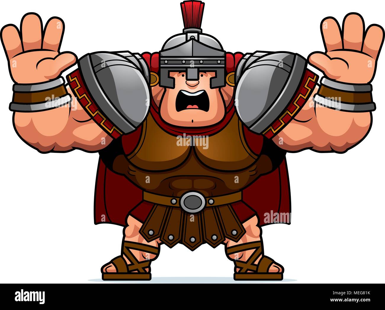 A cartoon illustration of a Roman centurion looking scared Stock Vector ...