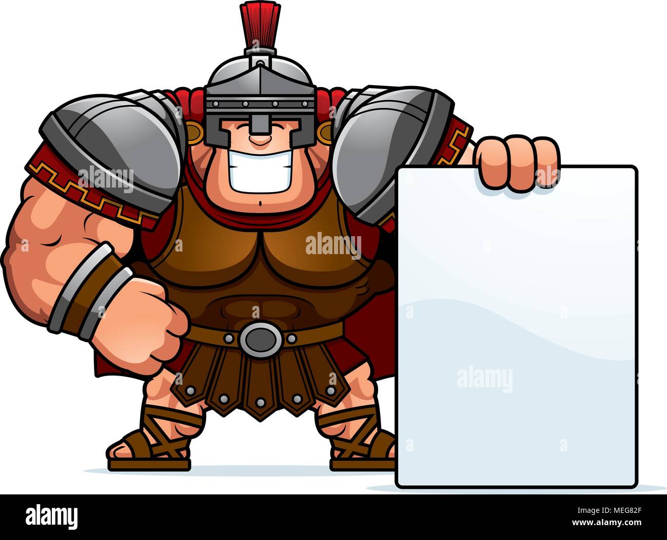 A cartoon illustration of a Roman centurion with a sign Stock Vector ...