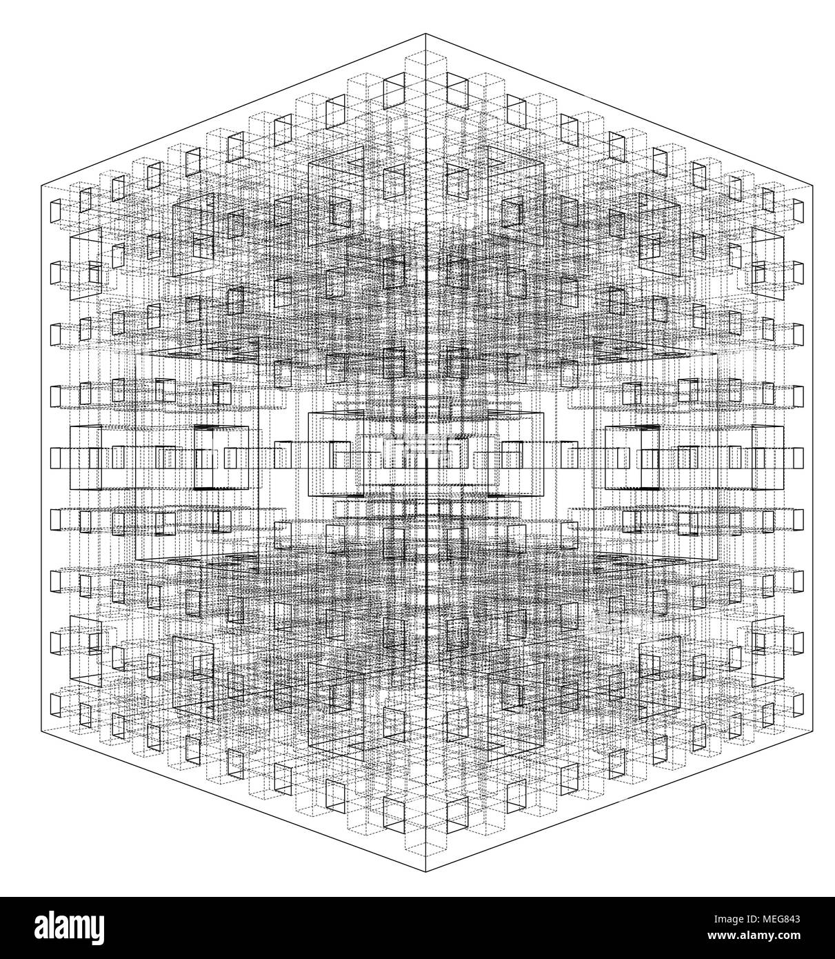 Abstract boxes outlined vector rendering of 3d Stock Vector Image & Art - Alamy