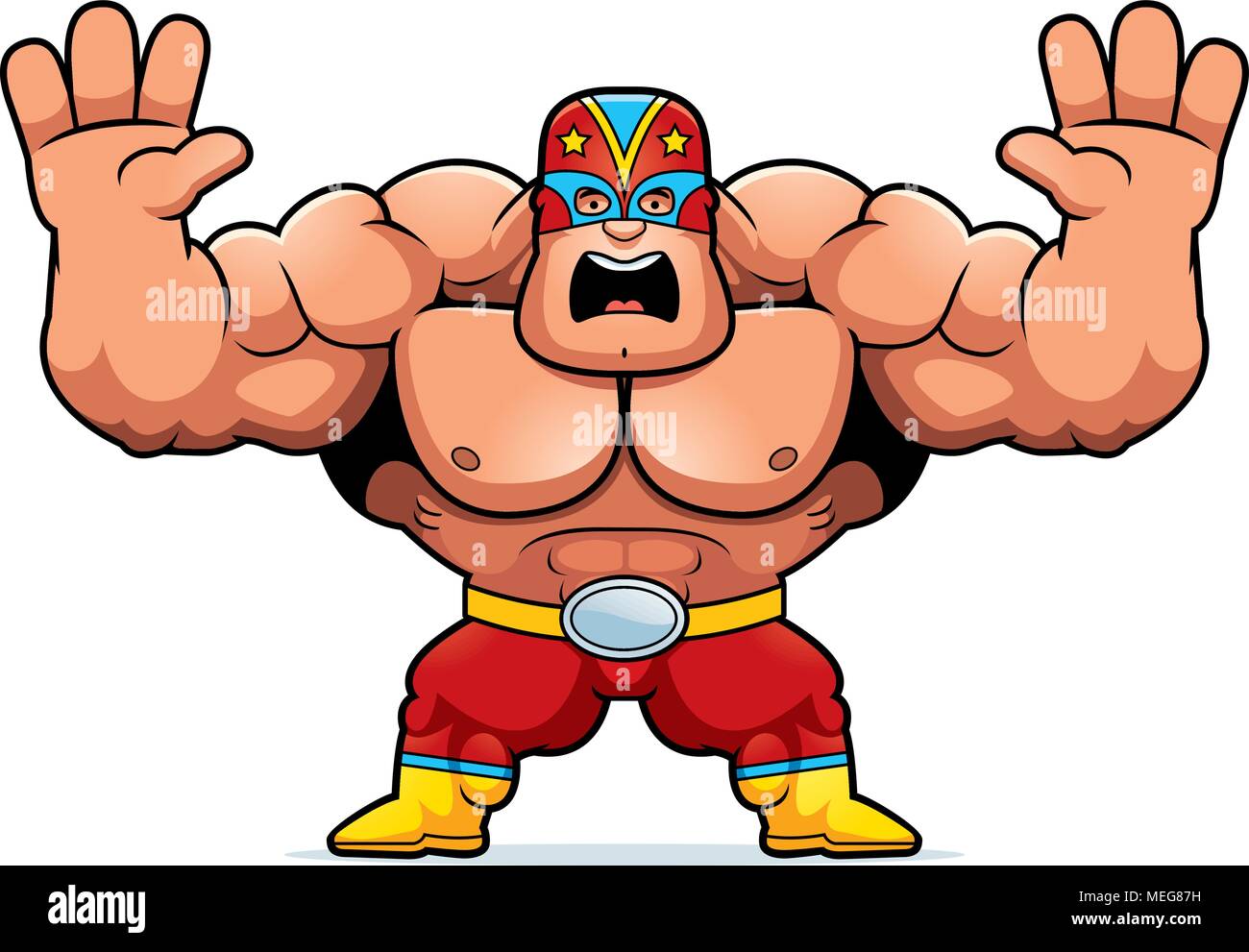 A cartoon illustration of a Mexican luchador looking scared Stock ...