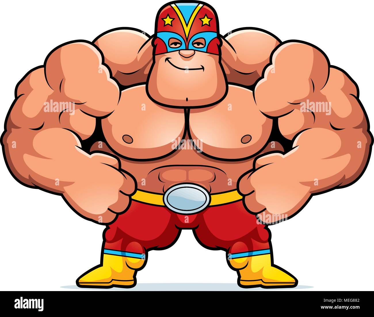 A cartoon illustration of a Mexican luchador looking confident Stock ...