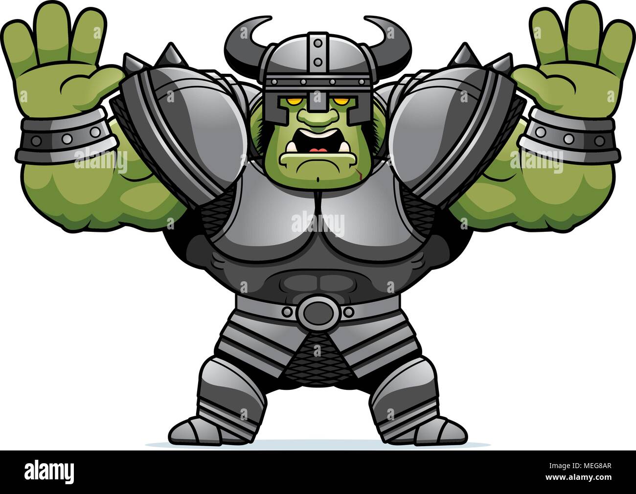 A cartoon illustration of an Orc warrior looking scared Stock Vector ...