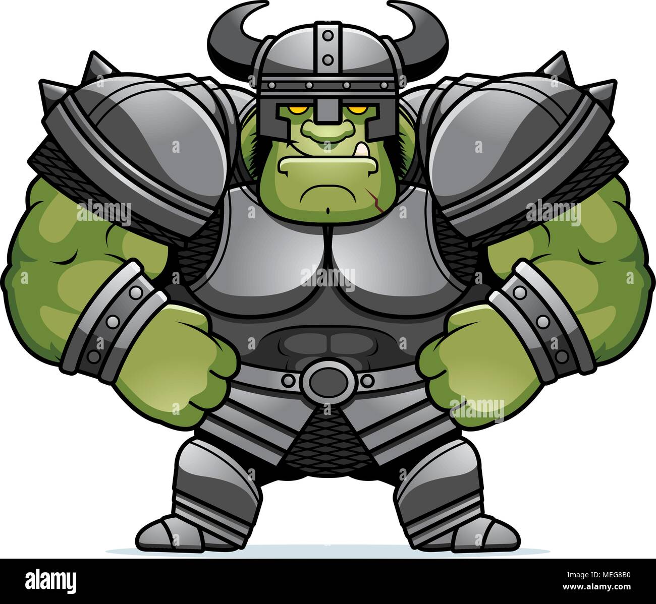 A cartoon illustration of an Orc warrior looking confident Stock Vector ...