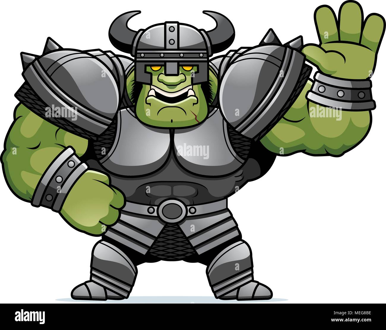 A cartoon illustration of an Orc warrior waving Stock Vector Image ...