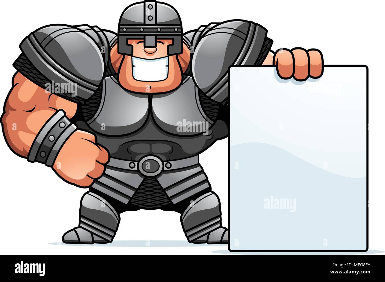 A cartoon illustration of a warrior with a sign Stock Vector Image ...