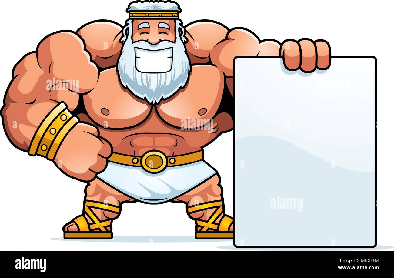 A cartoon illustration of Zeus with a sign Stock Vector Image & Art - Alamy