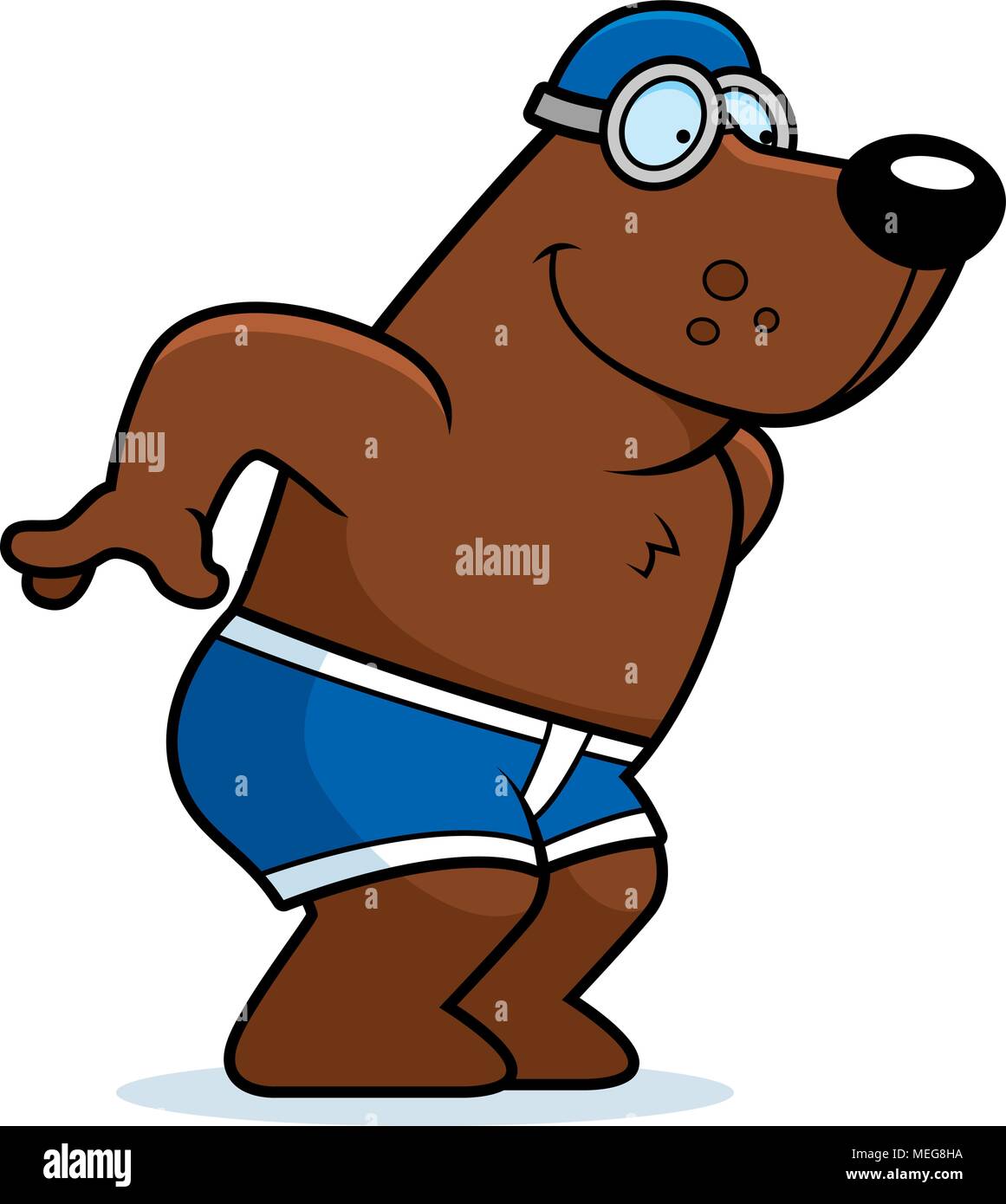 A cartoon illustration of a bear preparing to dive and swim Stock ...