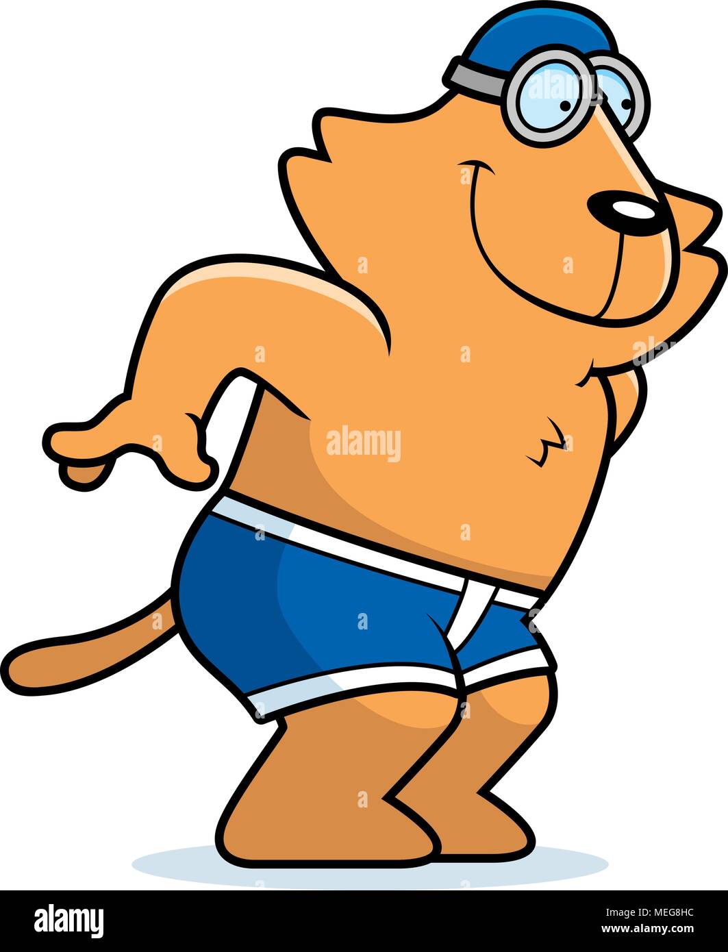 A cartoon illustration of a cat preparing to dive and swim Stock Vector ...