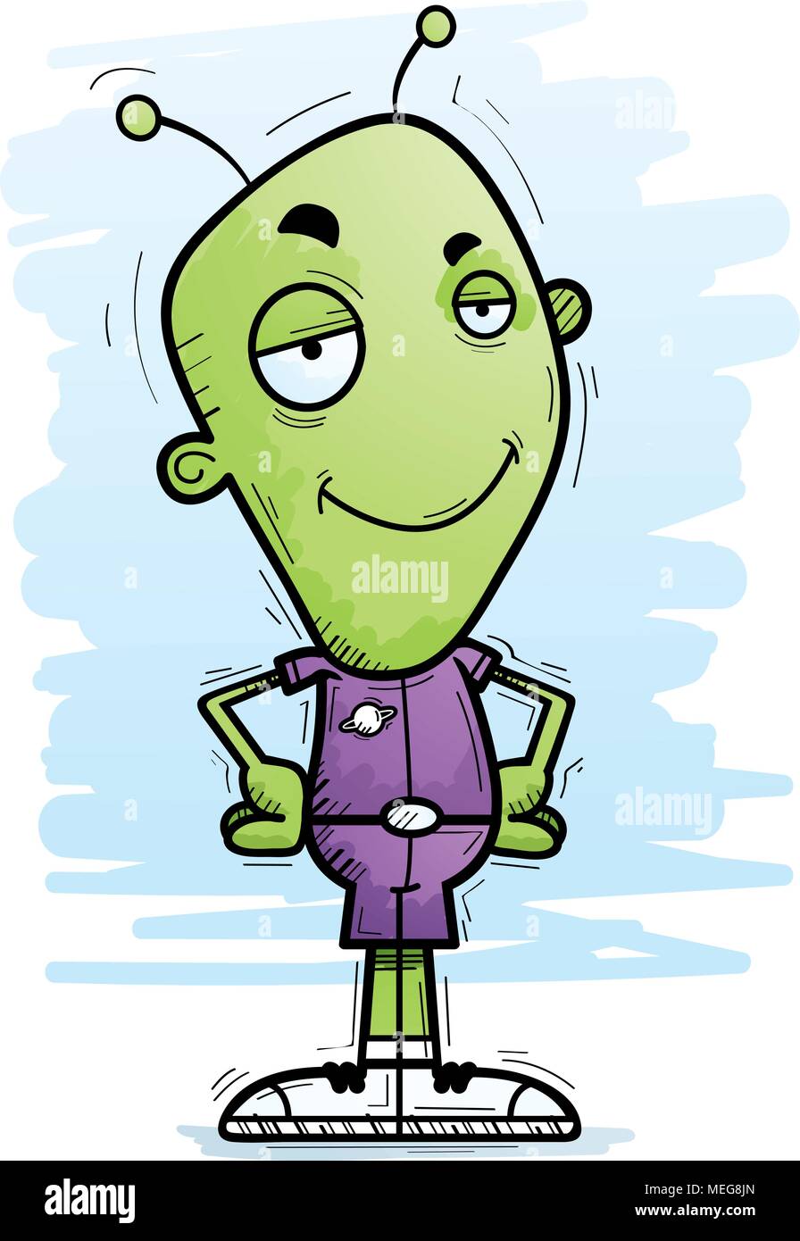 A cartoon illustration of an alien man looking confident Stock Vector ...