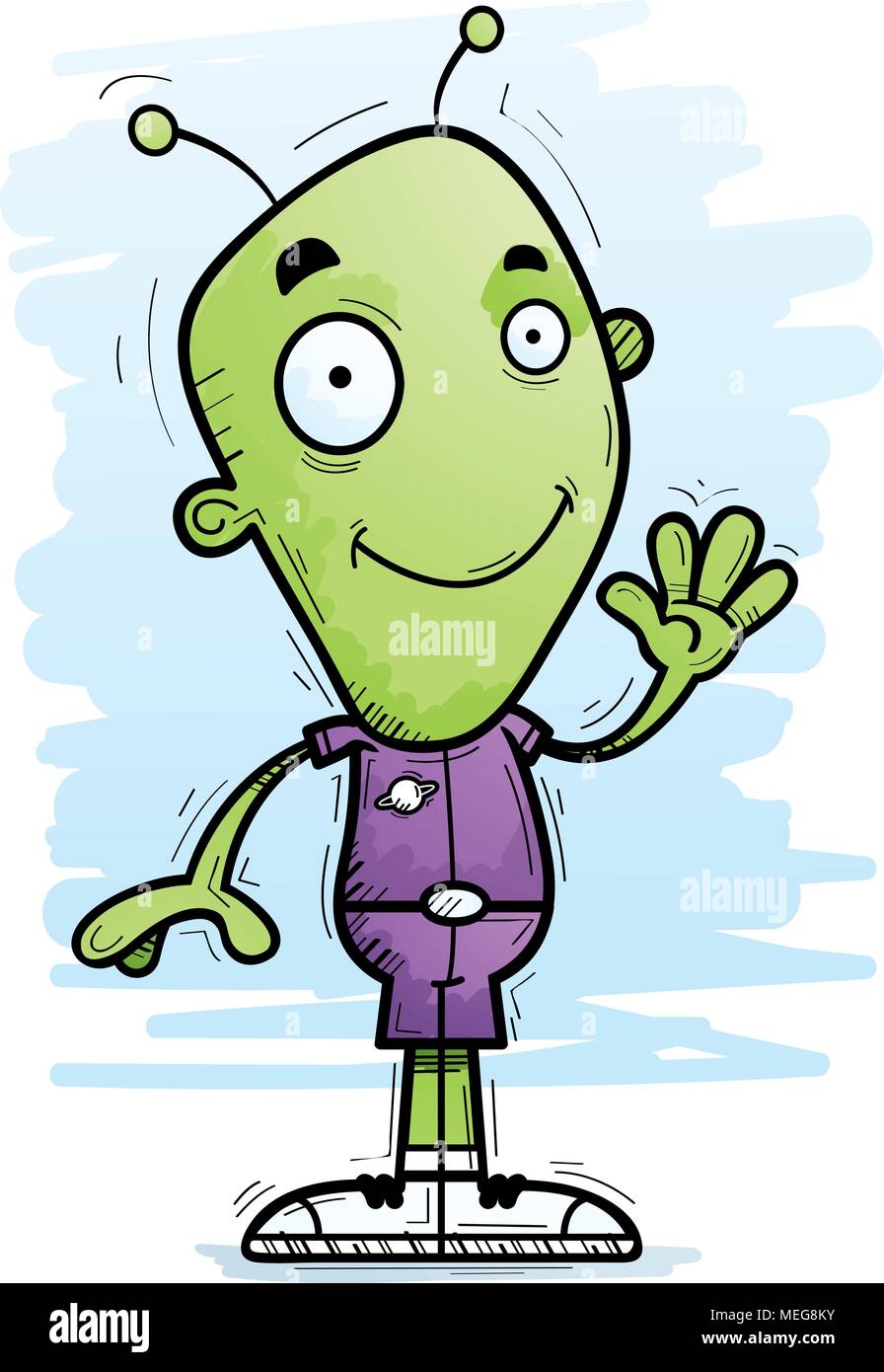 A cartoon illustration of an alien man waving Stock Vector Image & Art ...