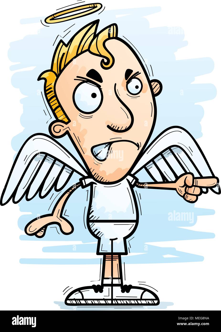A cartoon illustration of an angel looking angry and pointing Stock ...