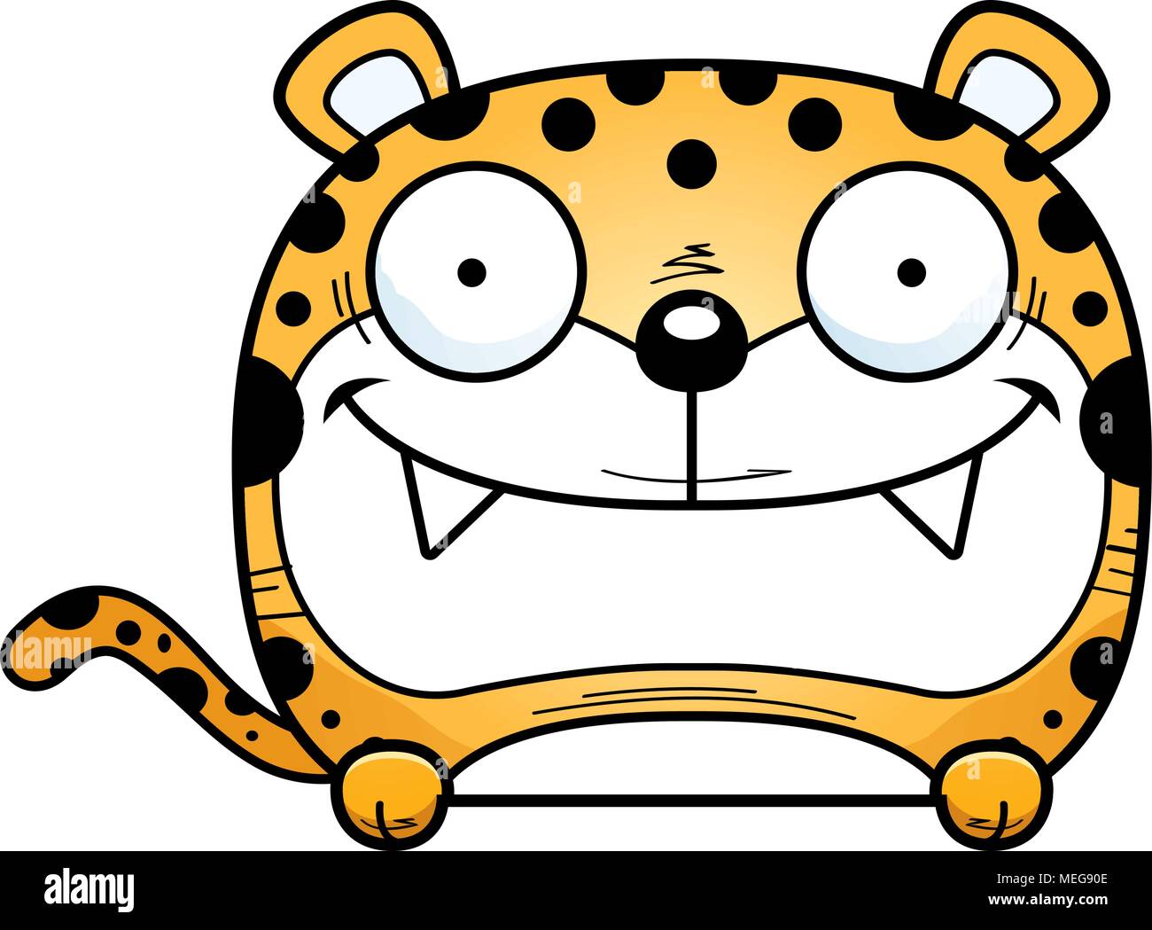 A cartoon illustration of a leopard cub peeking over an object Stock ...