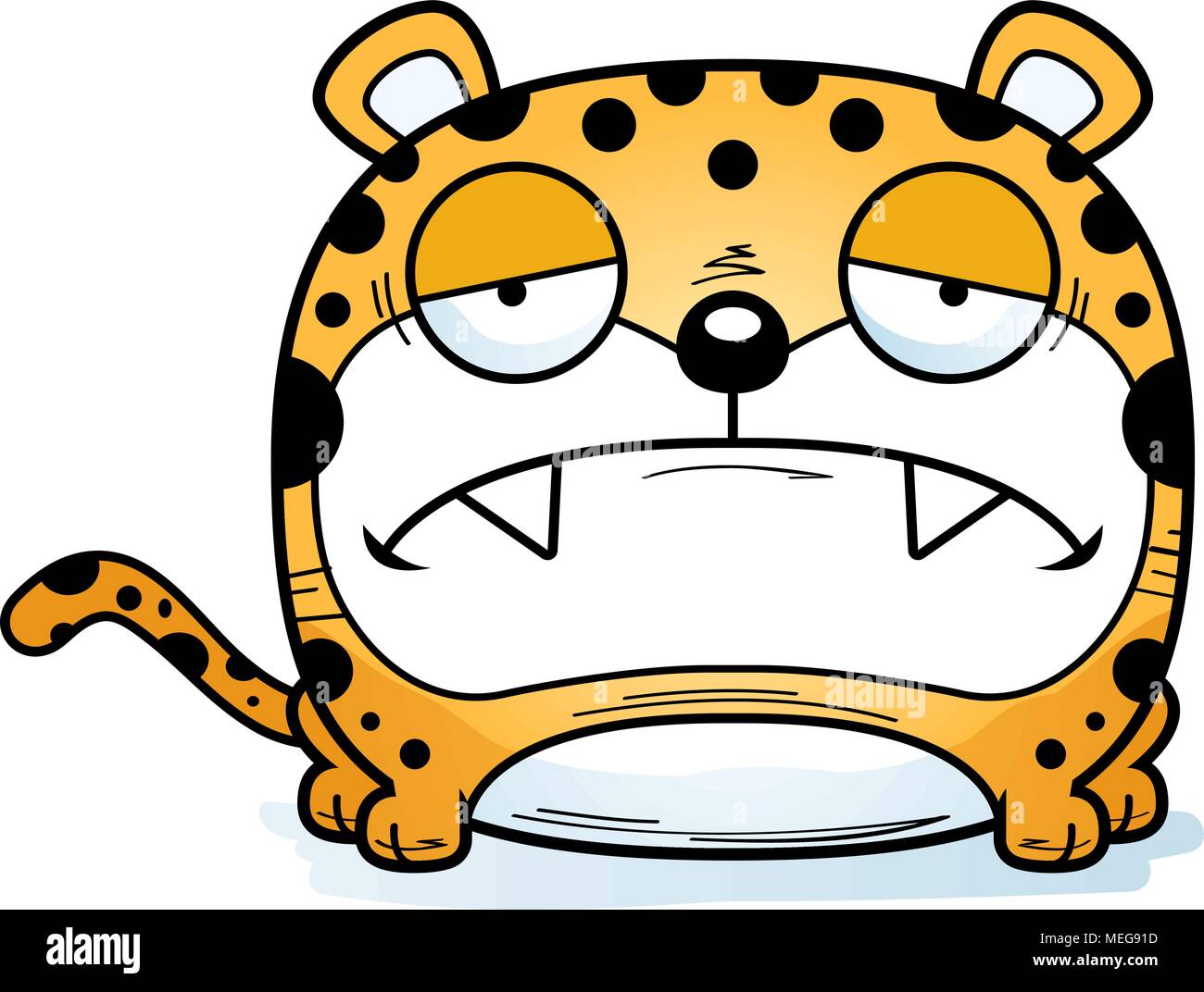 A cartoon illustration of a leopard cub with a sad expression Stock ...