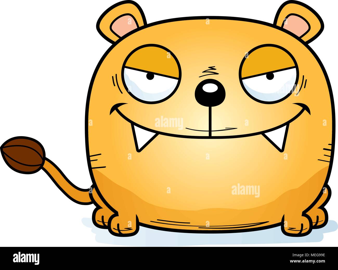 A cartoon illustration of a lioness cub with a sly expression Stock ...