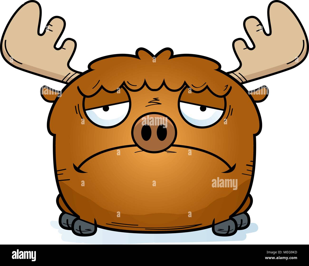 A cartoon illustration of a moose with a sad expression Stock Vector ...