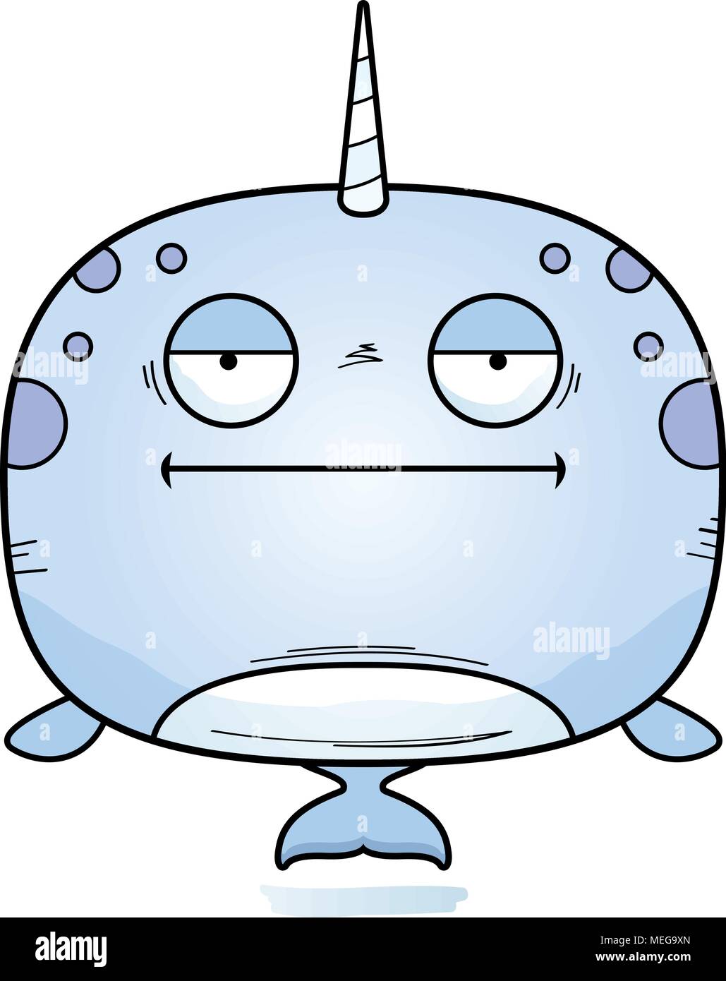 A cartoon illustration of a narwhal looking bored Stock Vector Image ...