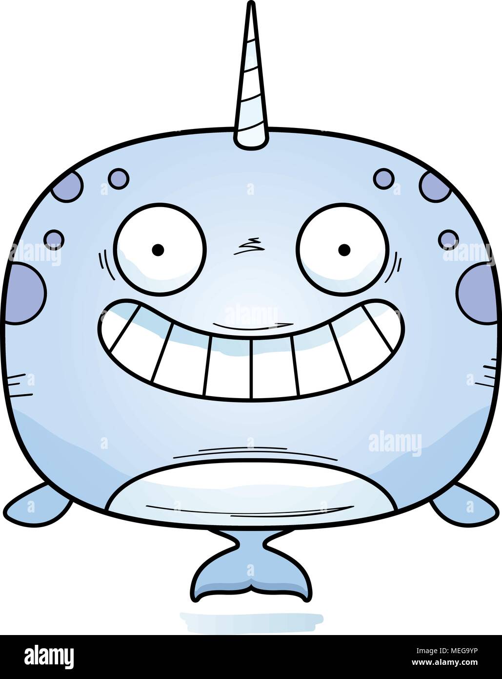 A cartoon illustration of a narwhal looking happy Stock Vector Image ...