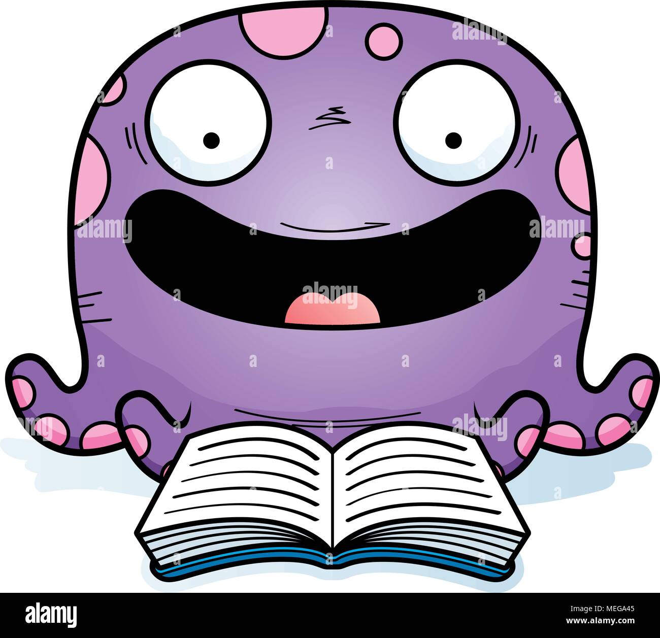 A cartoon illustration of an octopus reading a book Stock Vector Image ...