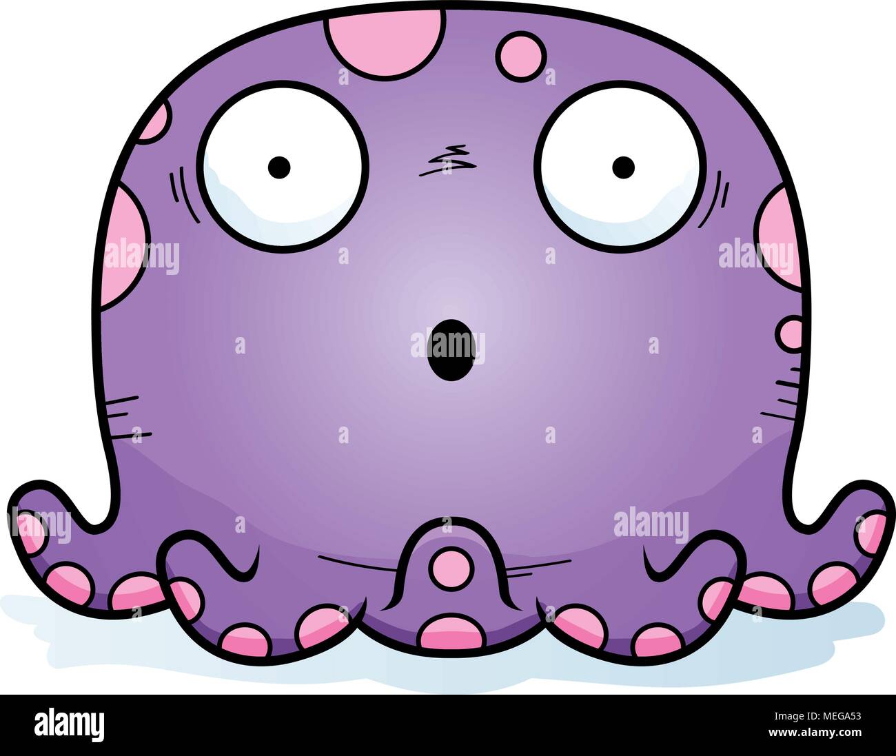 A cartoon illustration of a octopus looking surprised Stock Vector ...