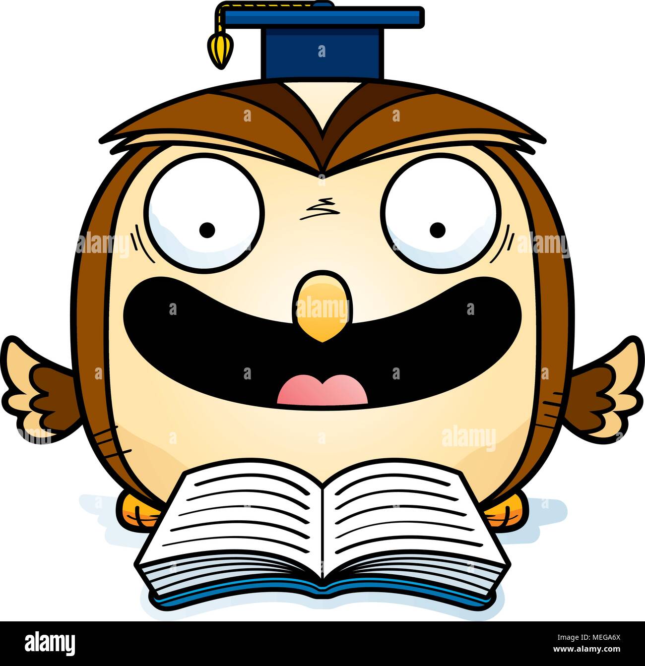 A cartoon illustration of an owl reading a book Stock Vector Image ...