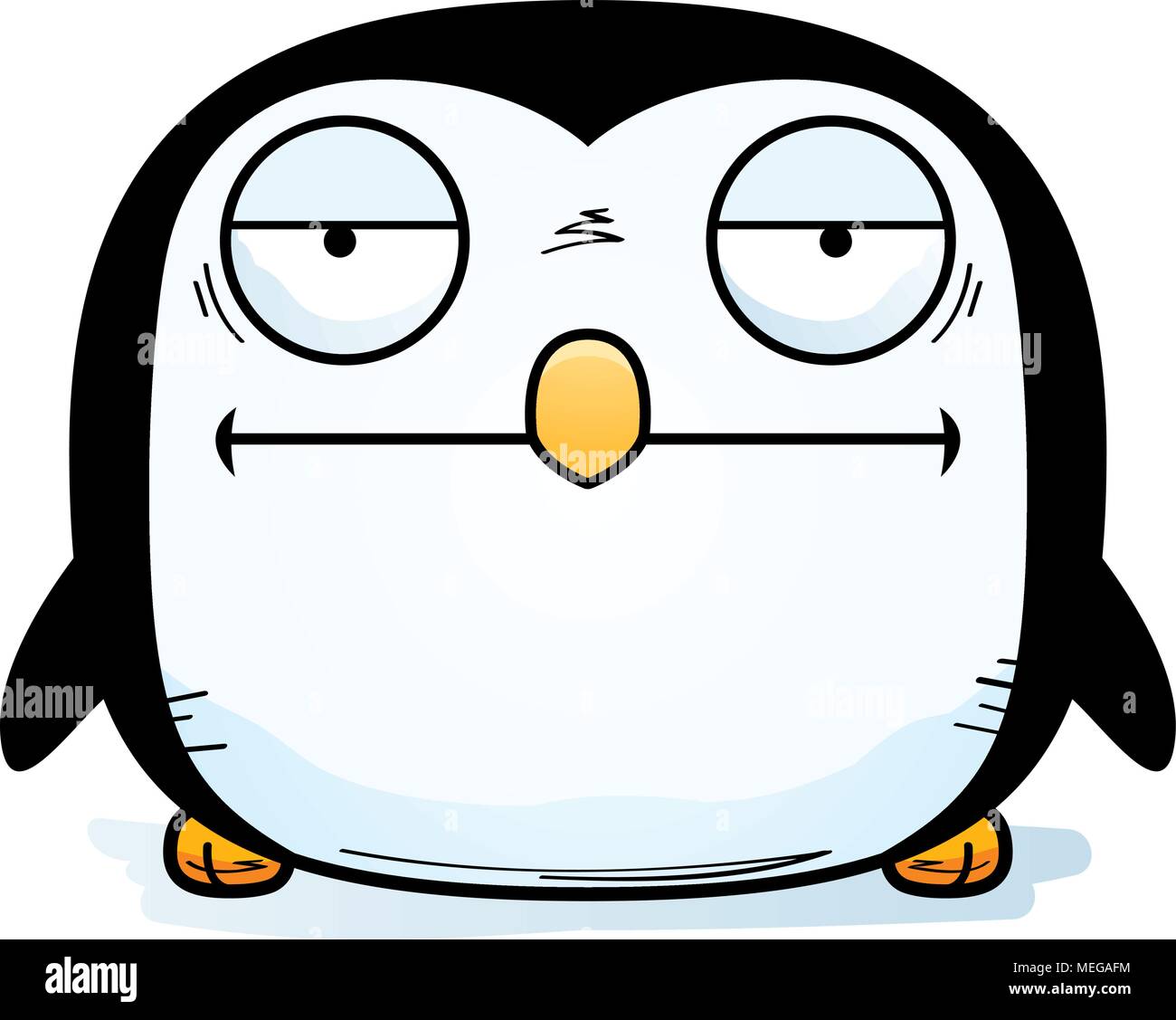 A cartoon illustration of a penguin looking bored Stock Vector Image ...