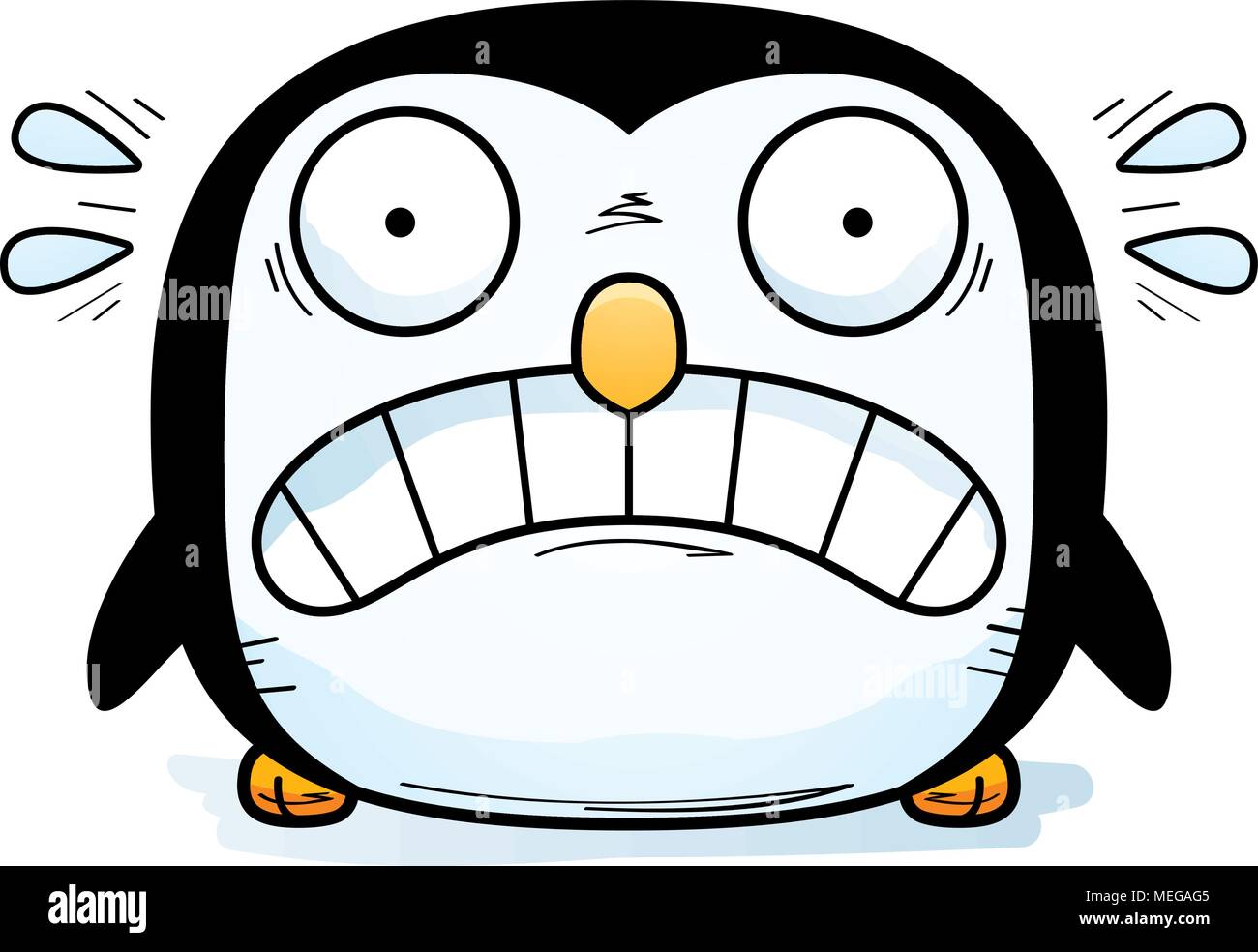 A cartoon illustration of a penguin looking scared Stock Vector Image ...