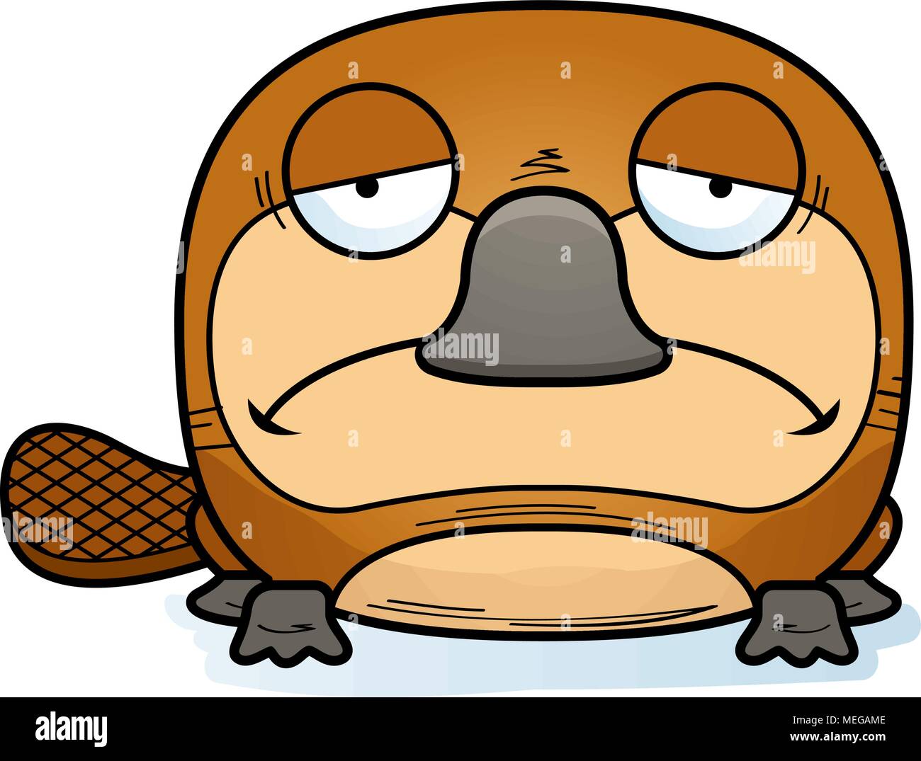 A cartoon illustration of a little platypus with a sad expression Stock ...