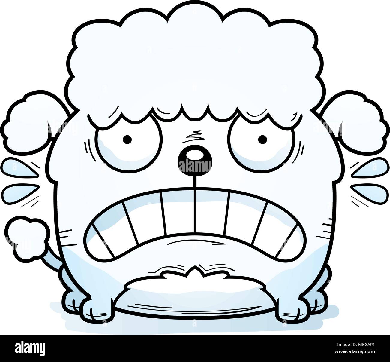 A cartoon illustration of a little poodle looking terrified Stock ...