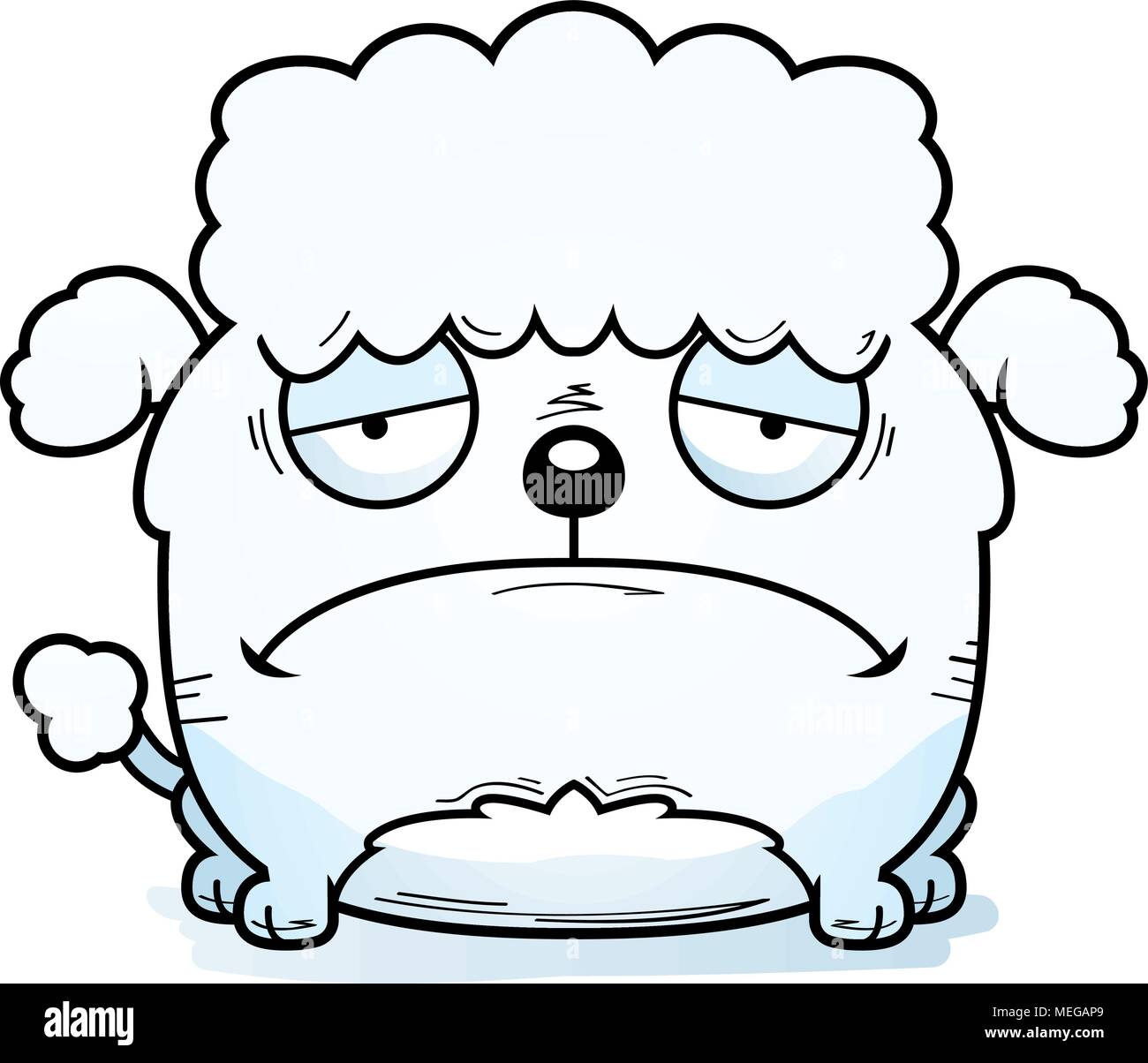 A cartoon illustration of a little poodle looking sad Stock Vector ...