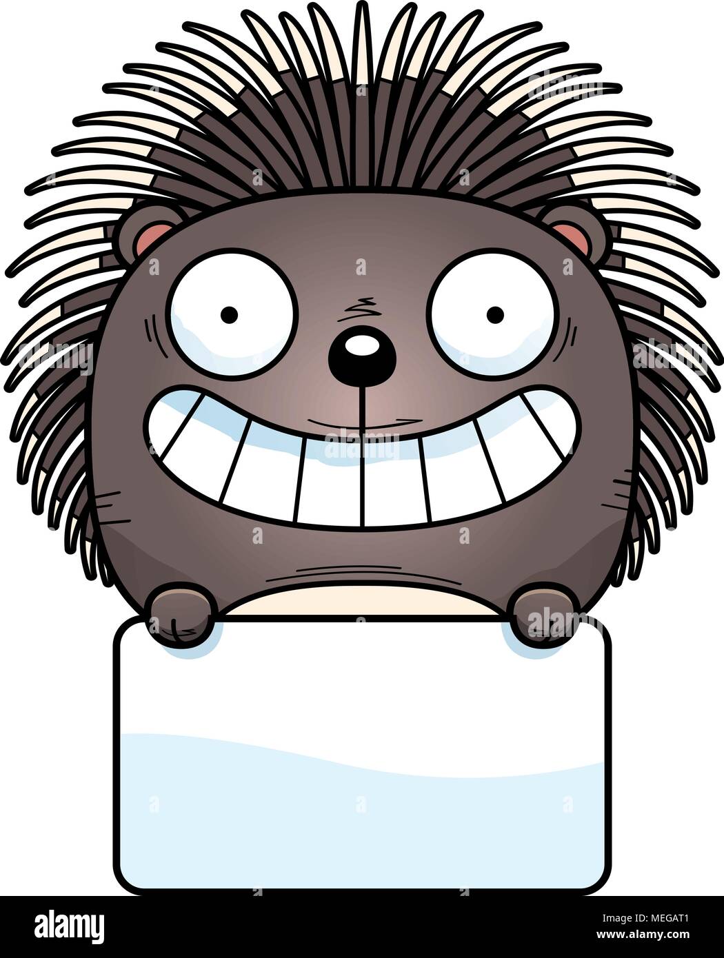 A cartoon illustration of a porcupine with a white sign Stock Vector ...