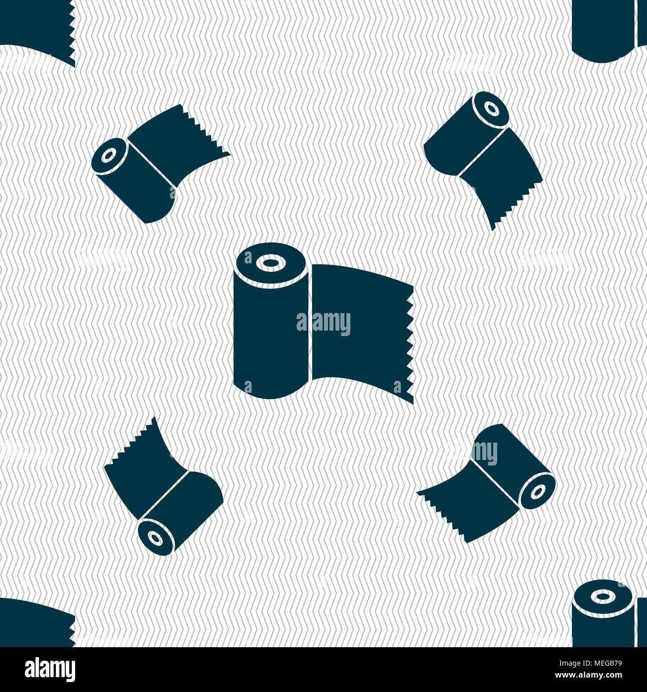 Toilet paper, WC roll icon sign. Seamless pattern with geometric ...