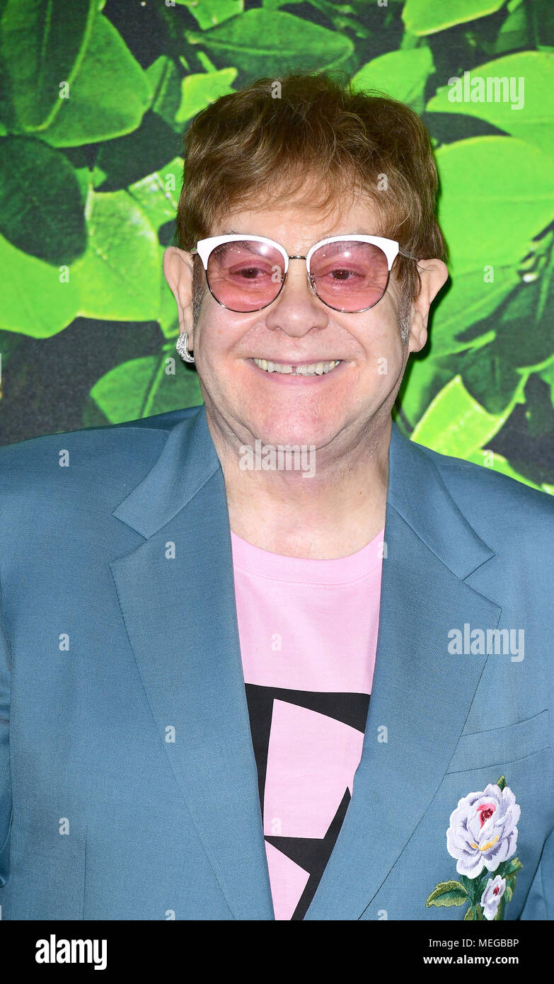 Sir Elton John arrives at the family gala of the new computer-animated ...