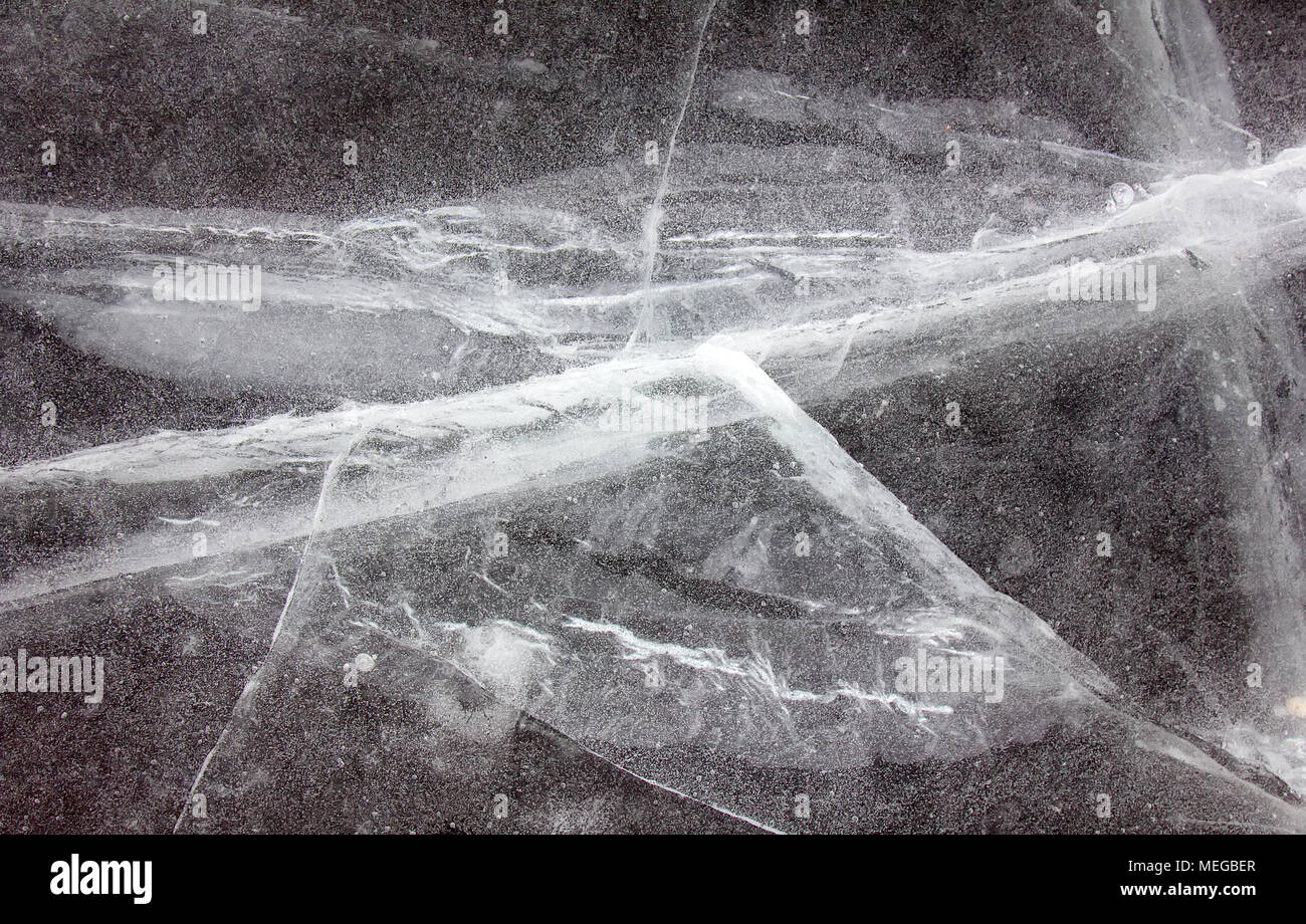 Drawing transparent ice - material for cool design. Cracks and air ...